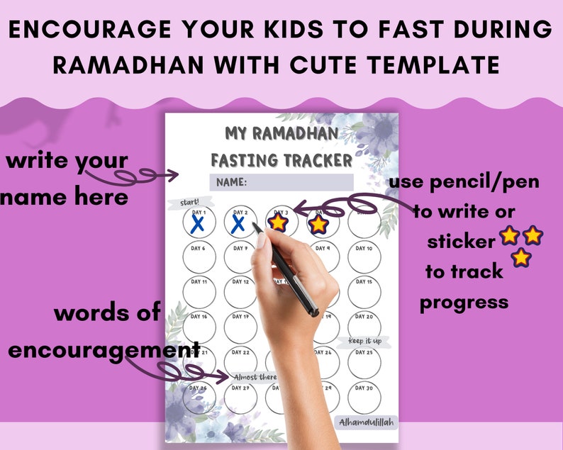 Printable Kids Ramadan Fasting Tracker for Kids Activity Ideas in ...