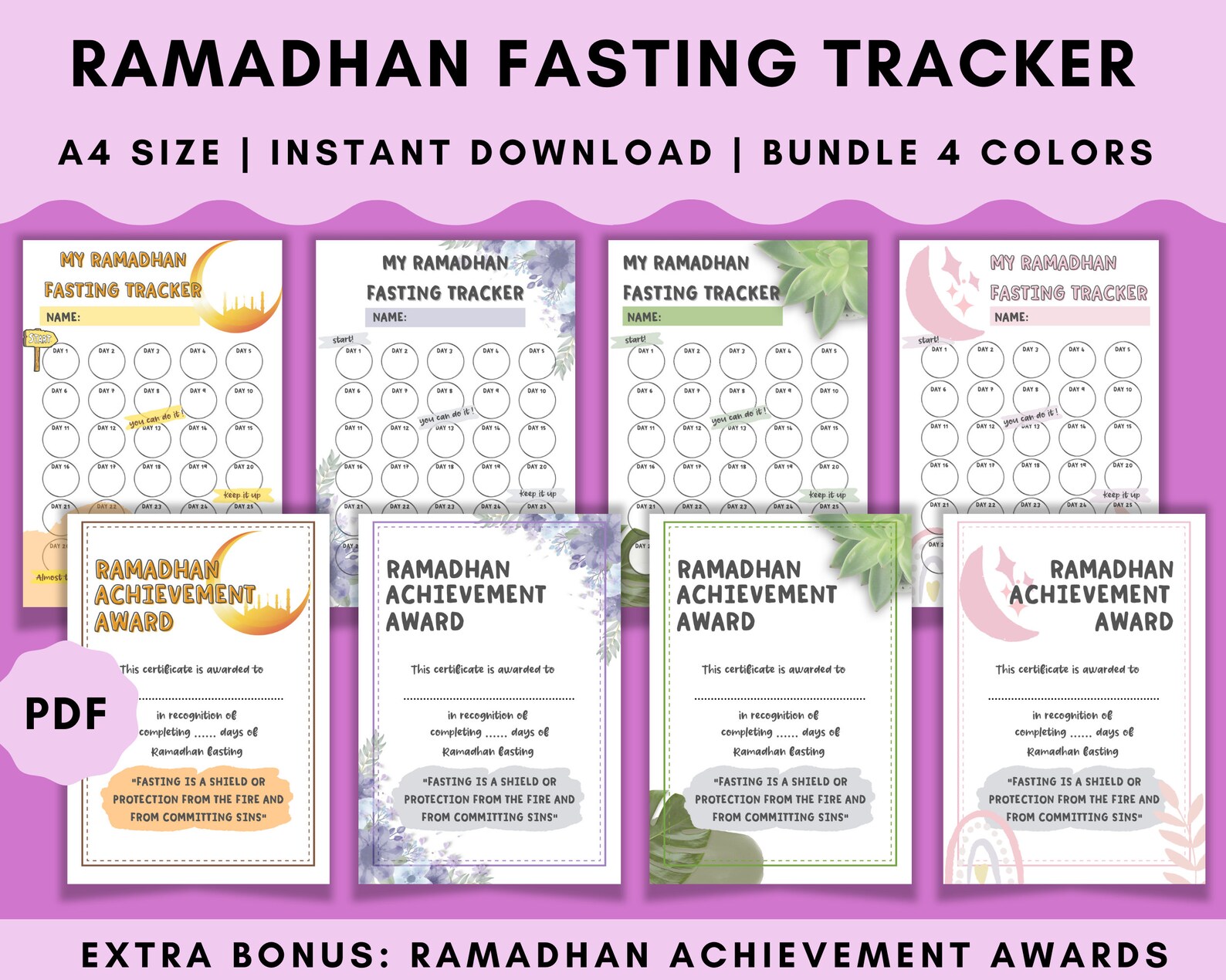 Printable Kids Ramadan Fasting Tracker BUNDLE Ramadan Activity With ...