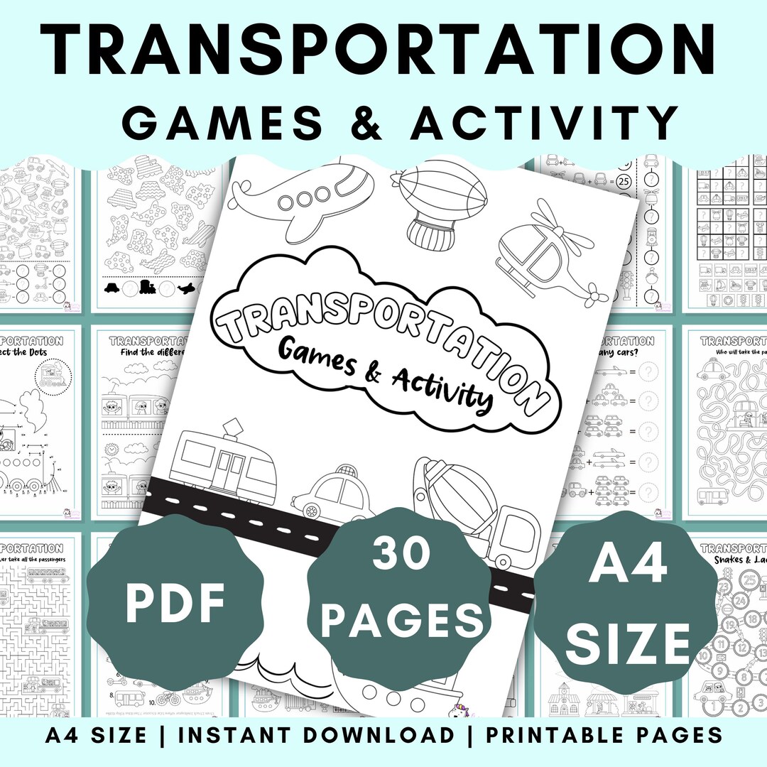 Printable Transportation Game & Activity for Kids Educational Worksheet ...