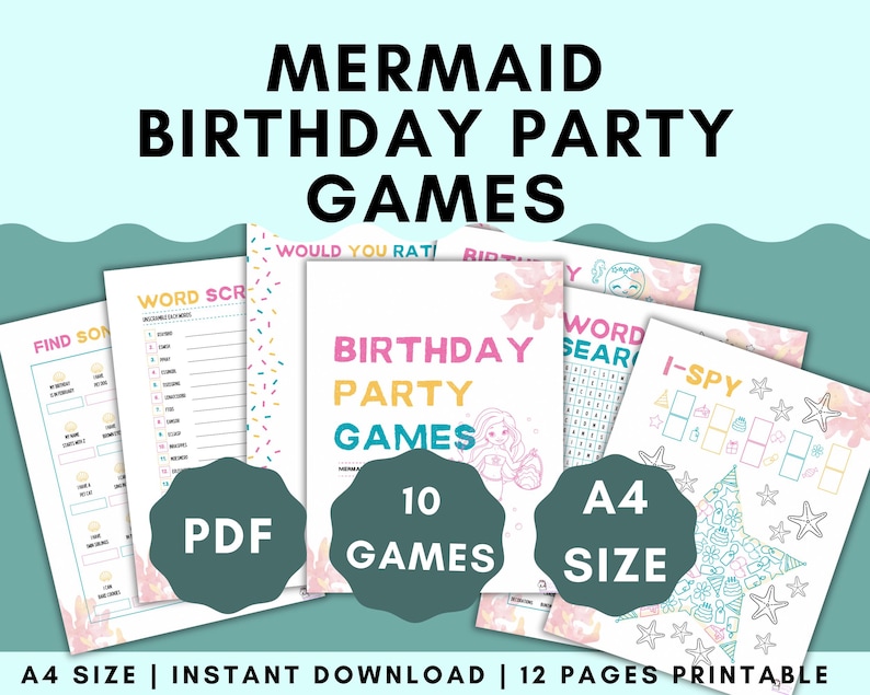 Printable Birthday Party Games for Kids Mermaid Party Ideas Diy ...