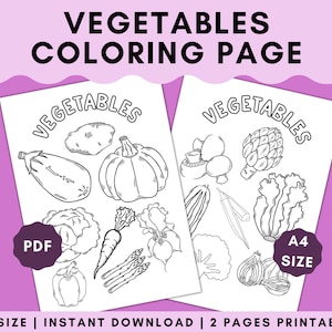 Printable Coloring Page Vegetables Learning Activities for Kids ...