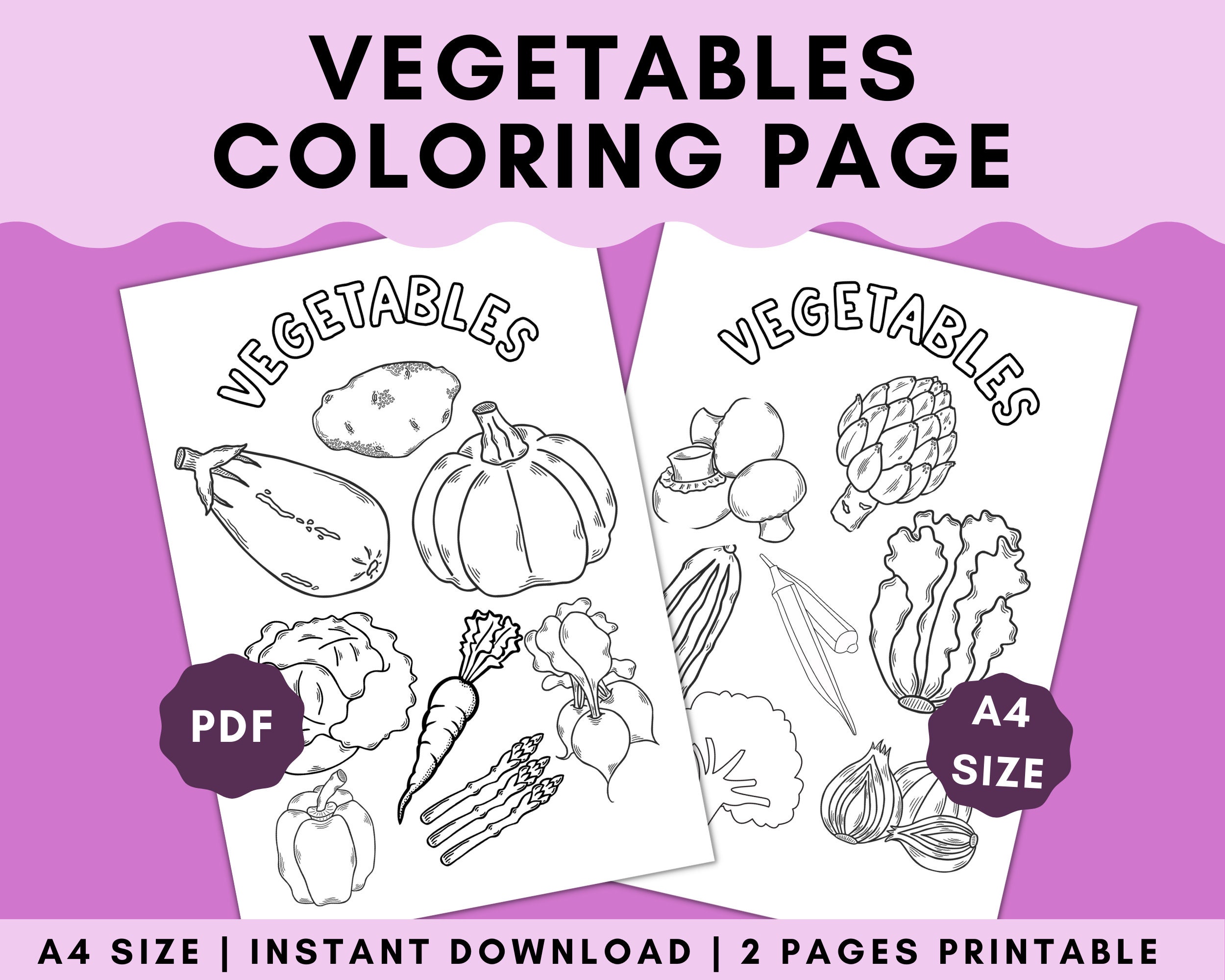 Printable Coloring Page Vegetables Learning Activities for Kids ...