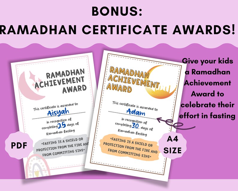 Printable Kids Ramadan Fasting Tracker BUNDLE Ramadan Activity With ...