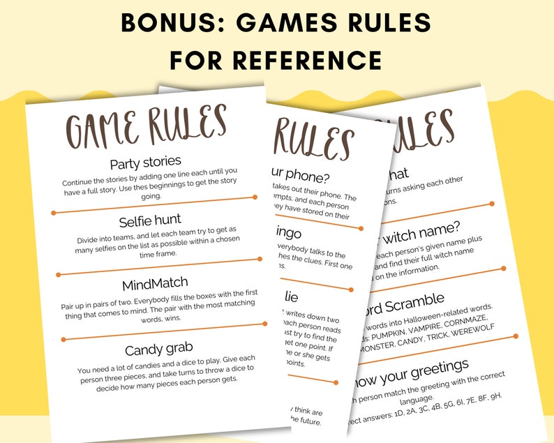 BUNDLE Printable Halloween Party Games Activity Sheet - Etsy