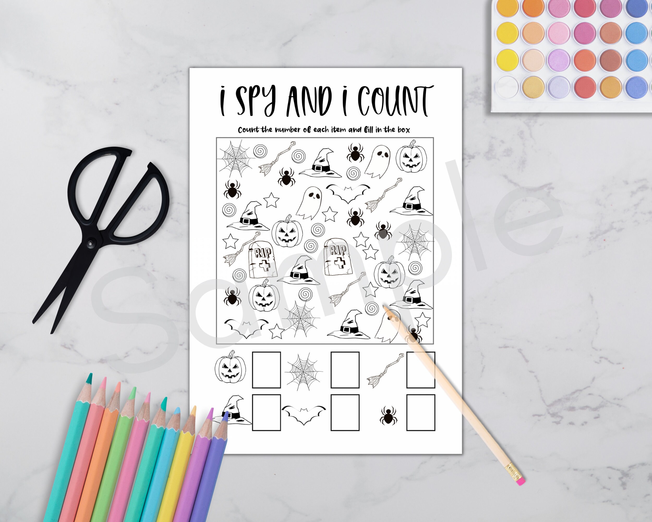 Printable Kids Activity Sheet I Spy and I Count Halloween - Etsy