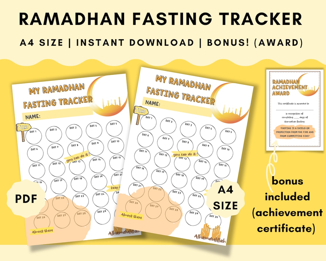 Printable Kids Ramadan Fasting Tracker Planning Ramadan Muslim Daily ...