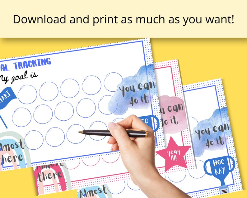 Kids Goal Tracking Printable Planner BONUS Reward Certificate Template ...