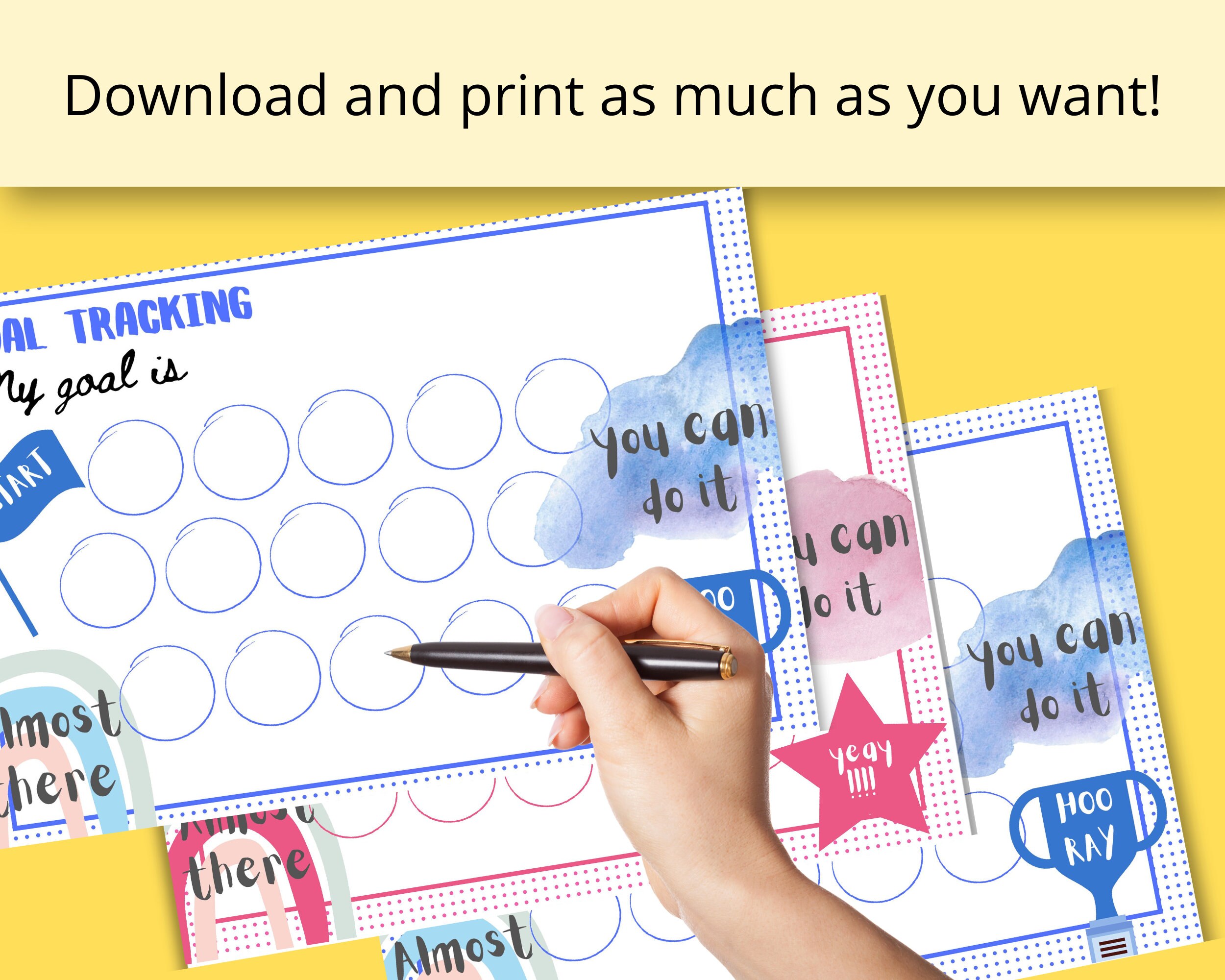 Kids Goal Tracking Printable Planner BONUS Reward Certificate Template ...