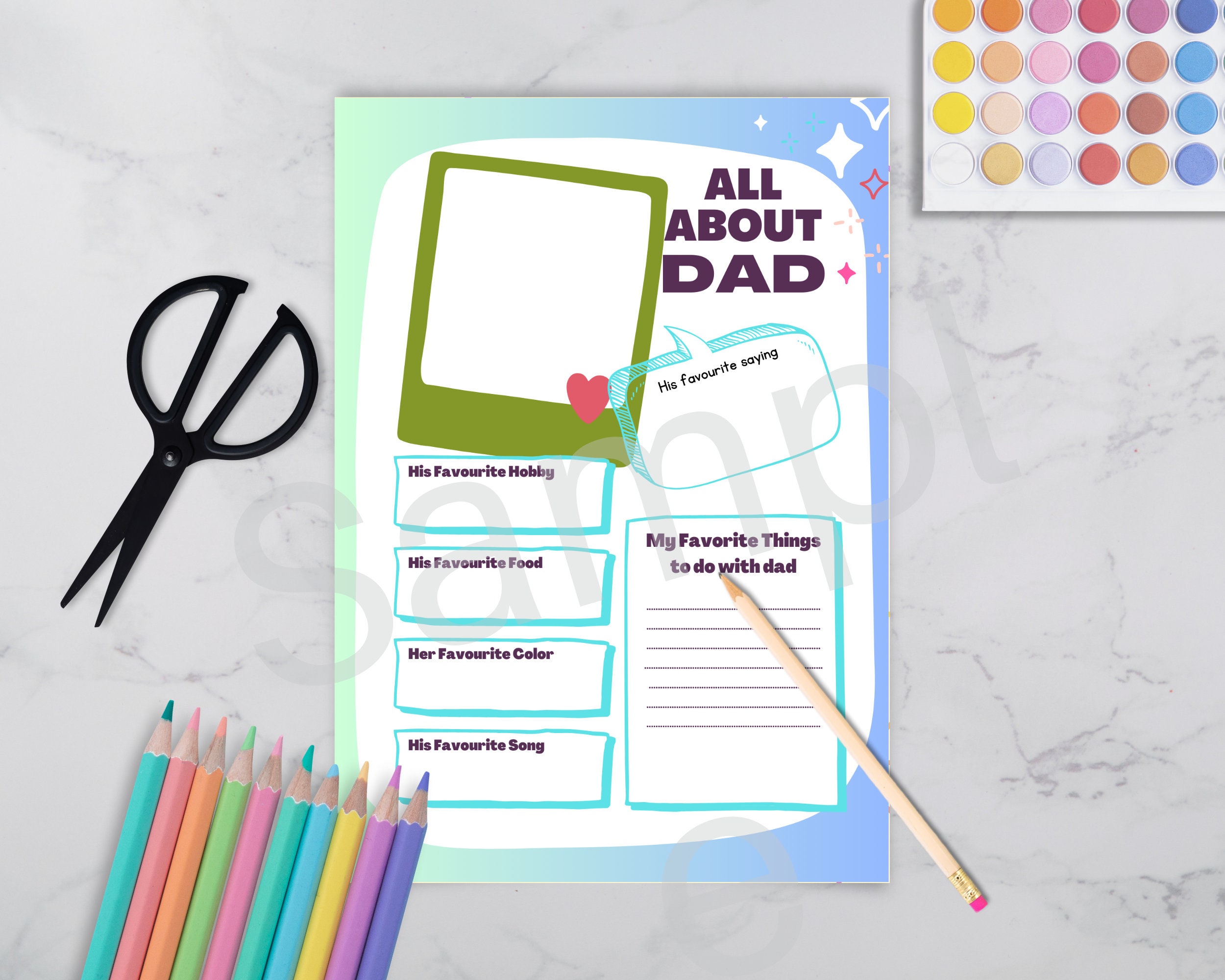 Printable Father’s Day Activity Ideas All About Dad Worksheet Knowing ...