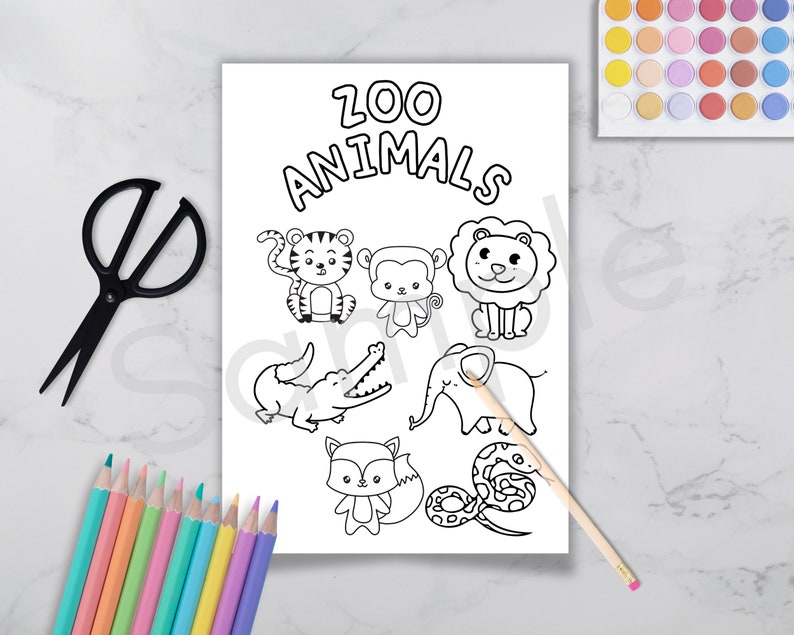 Printable Coloring Page Zoo Animal for Toddler Learning Activities ...