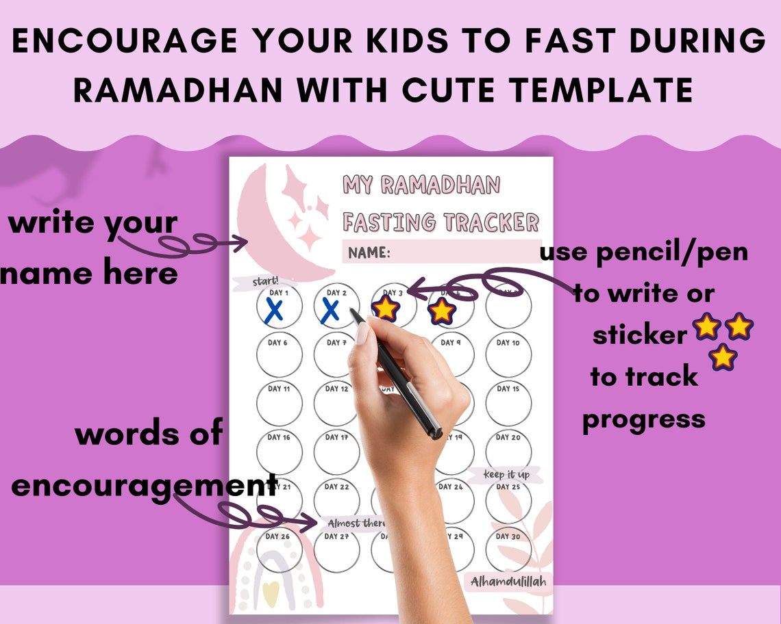 Printable Kids Ramadan Fasting Tracker Planning Ramadan Muslim Daily ...