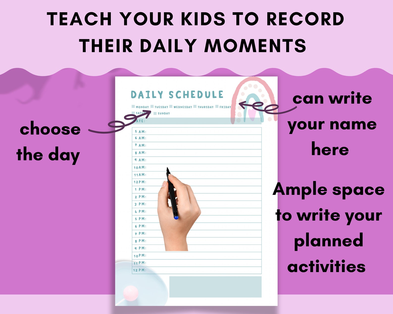 Printable Kids Daily Planner Daily Journal, Daily to Do List, Daily ...