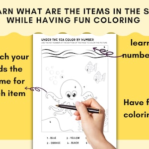 Printable Coloring Page Color by Numbers, Under the Sea Coloring, Under ...