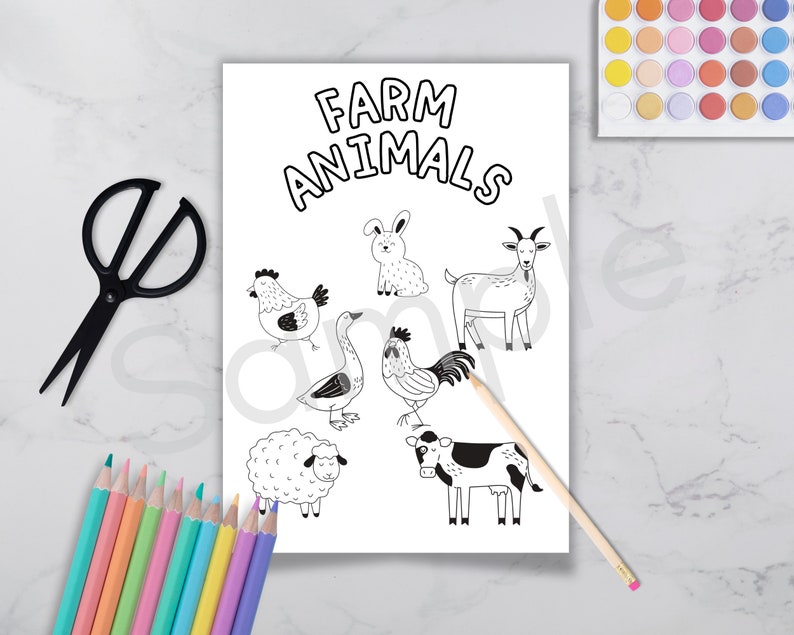 Página para colorear imprimible: hoja de trabajo de animales de granja ...