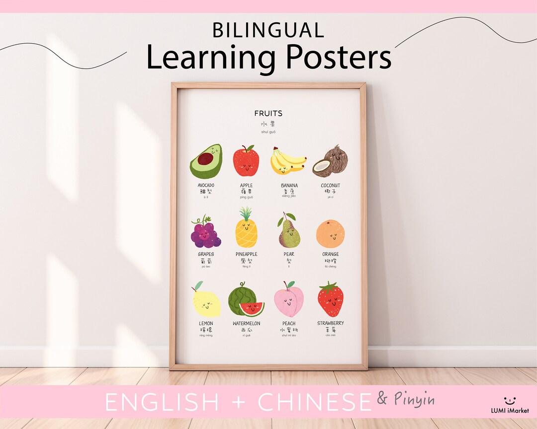 Chinese Learning Posters | Fruit Poster | Bilingual Chinese Educational ...