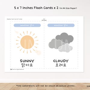 Korean English Weather Flashcards | Bilingual Weather Charts ...