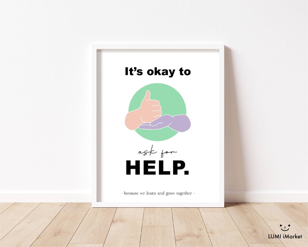 Classroom 'ask for Help' Poster | Classroom Decor | Cartoon Art Print ...