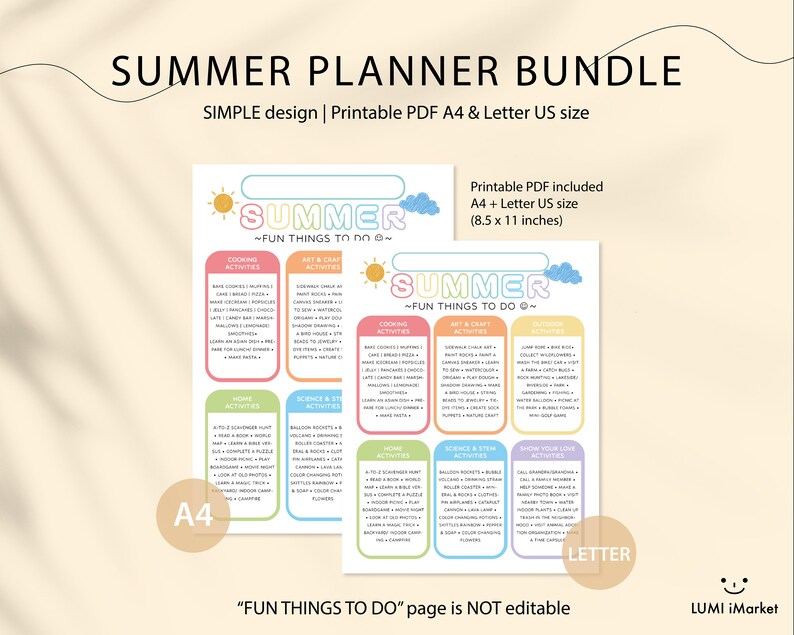 Summer Planner Bundle | Printable & Editable | Daily Screen Time ...