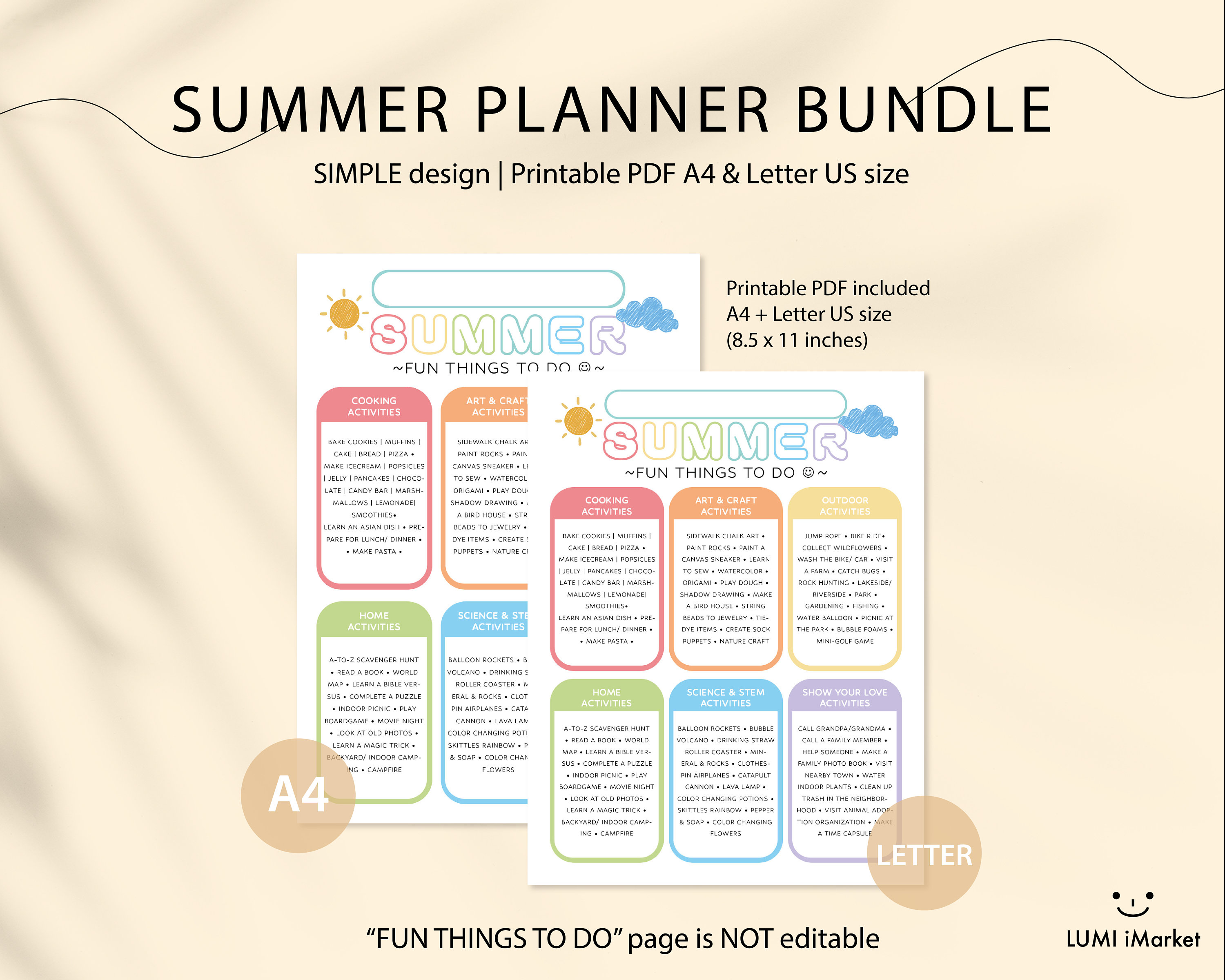 Summer Planner Bundle | Printable & Editable | Daily Screen Time ...
