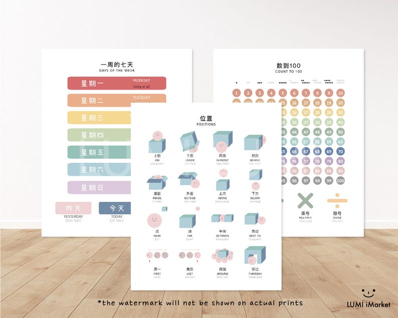 10 Bilingual English Simplified Chinese Pinyin Educational Posters ...