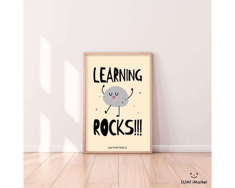 Learning Rocks Classroom Poster | Classroom Decor | Cartoon Art Print ...