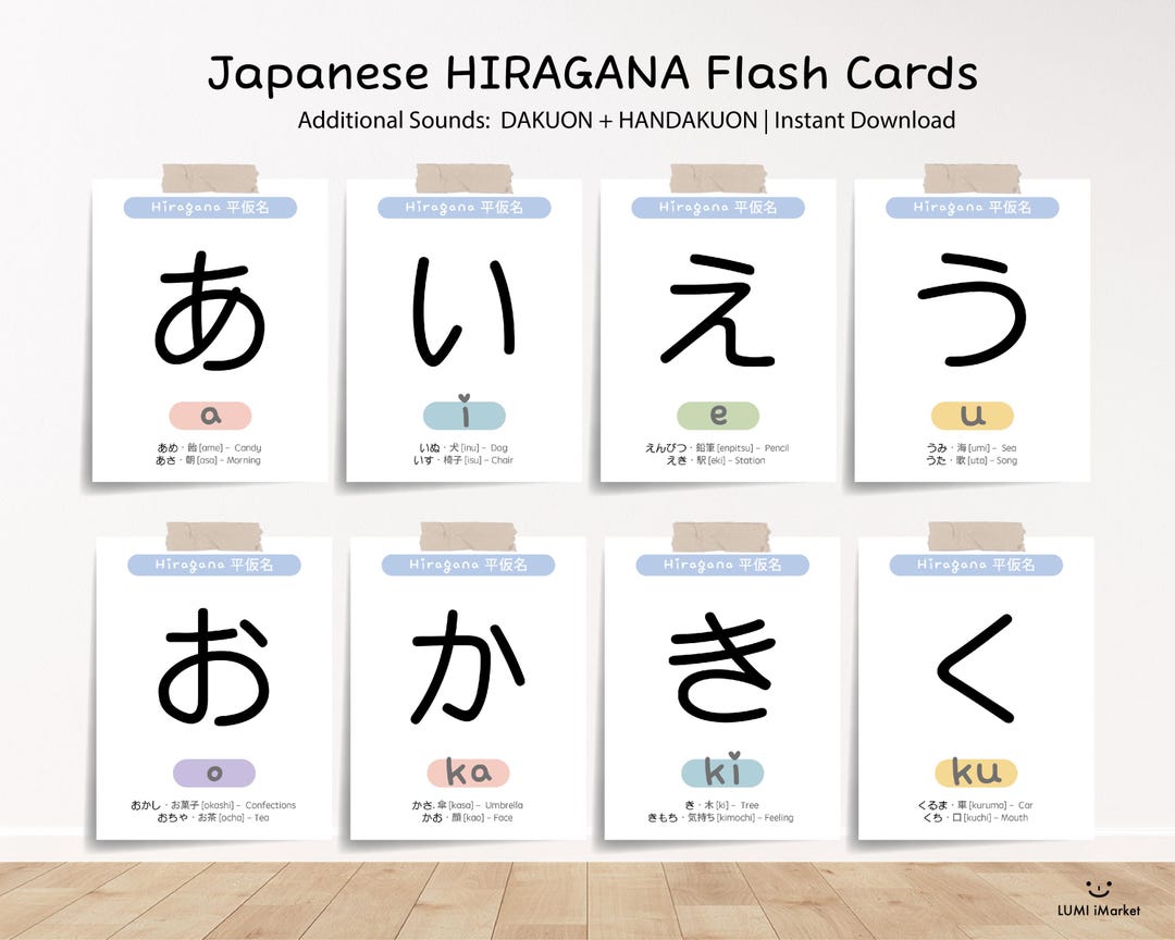Japanese HIRAGANA Flashcards | Japanese Study (additional Sounds ...