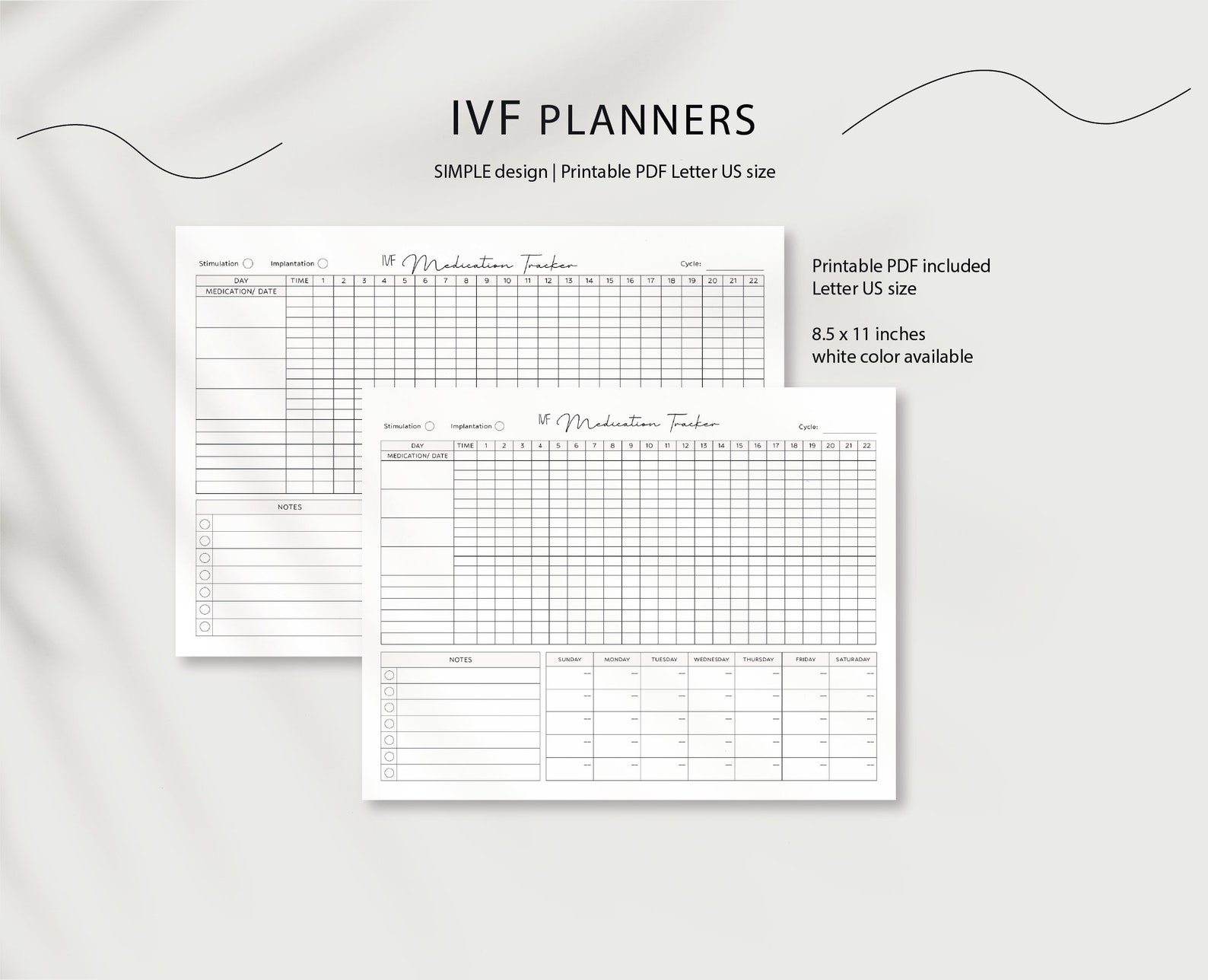 IVF Medication Tracker Printable IVF Planner Symptoms Daily Log IVF ...
