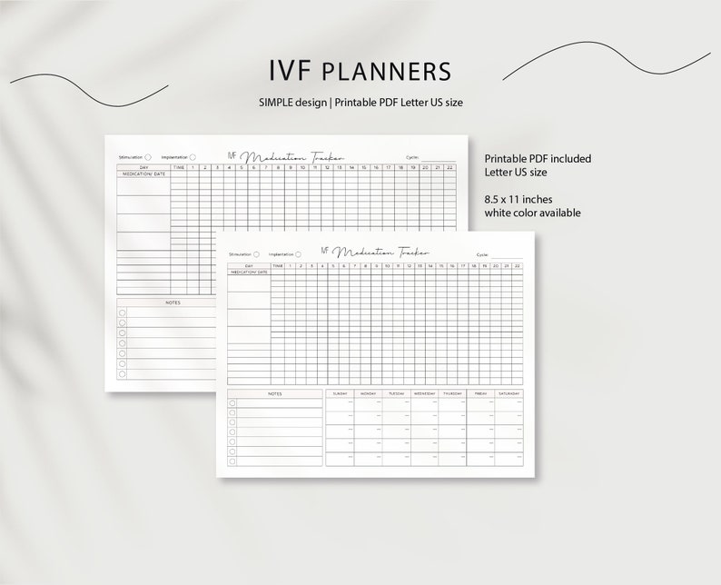 Ivf Medication Tracker Printable Ivf Planner Symptoms Daily Log Ivf Calendar Journal A4