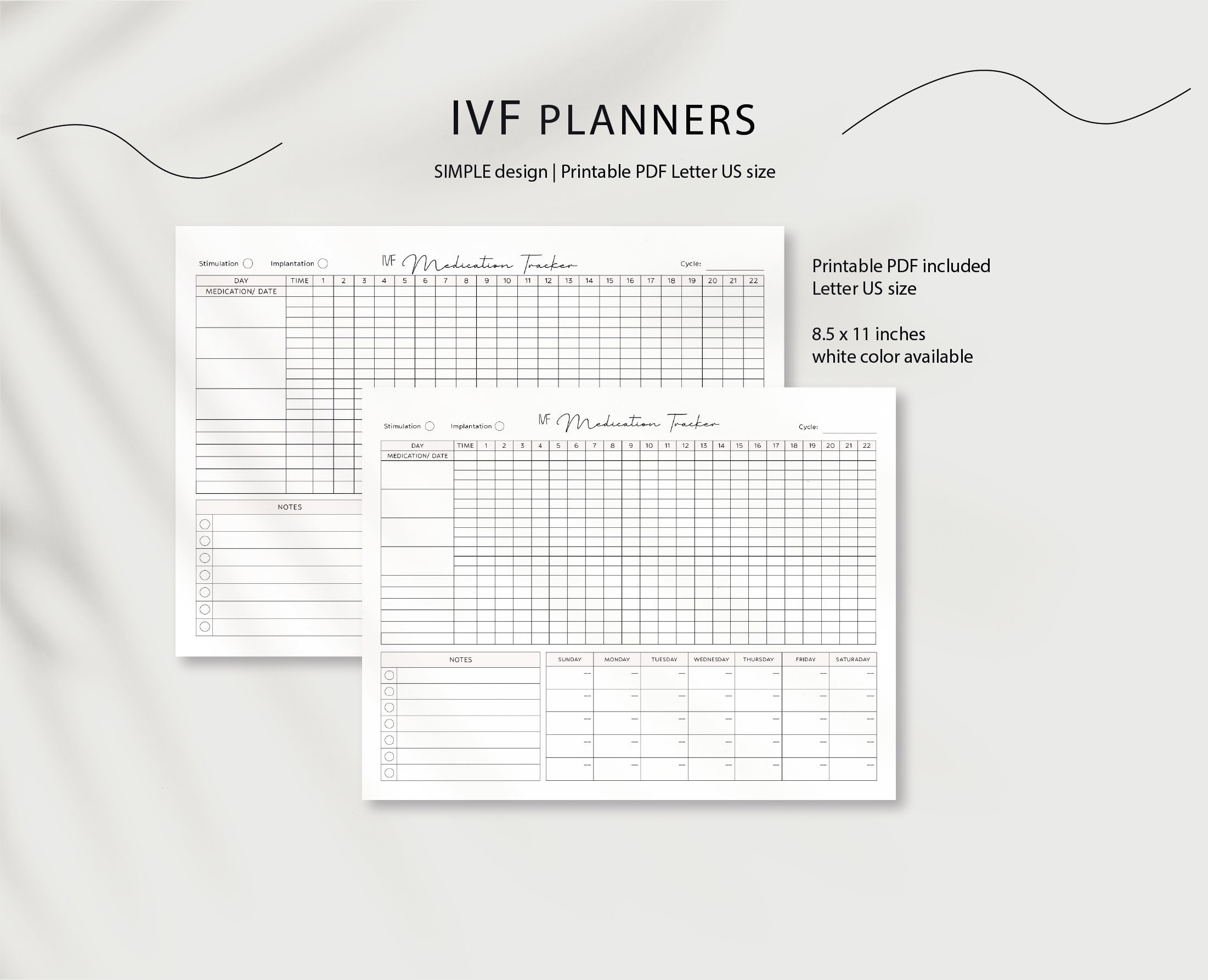 IVF Medication Tracker | Printable IVF Planner | Symptoms Daily Log ...