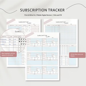 Editable Subscription Tracker | Subscription Checklist | Bill Payment ...