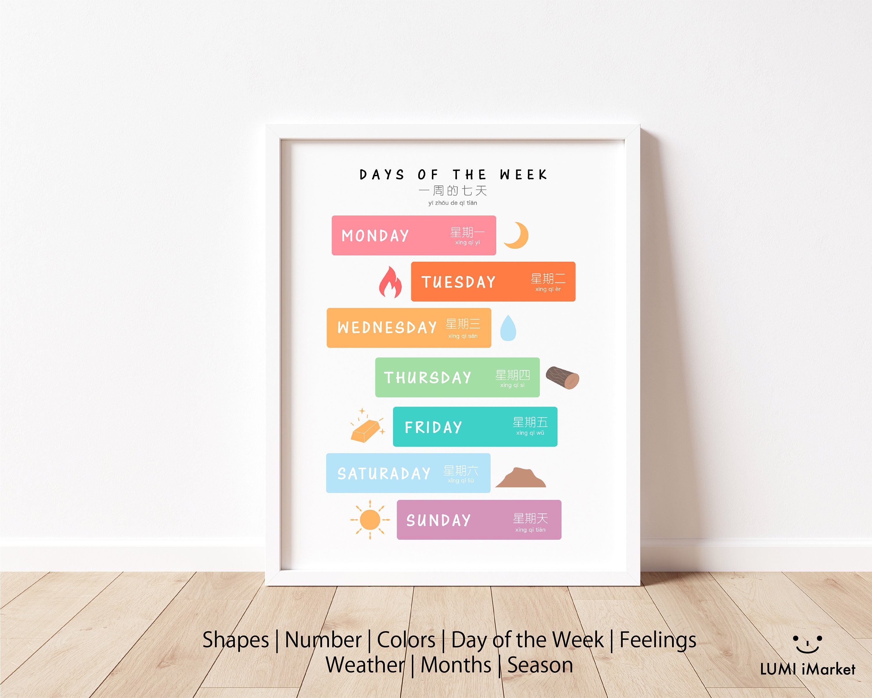 8 Bilingual English Chinese Pinyin Educational Posters | Set of 8 ...