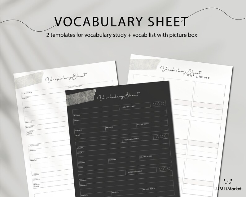 Hoja de vocabulario avanzado / Plantilla de notas /Lista de vocabulario ...