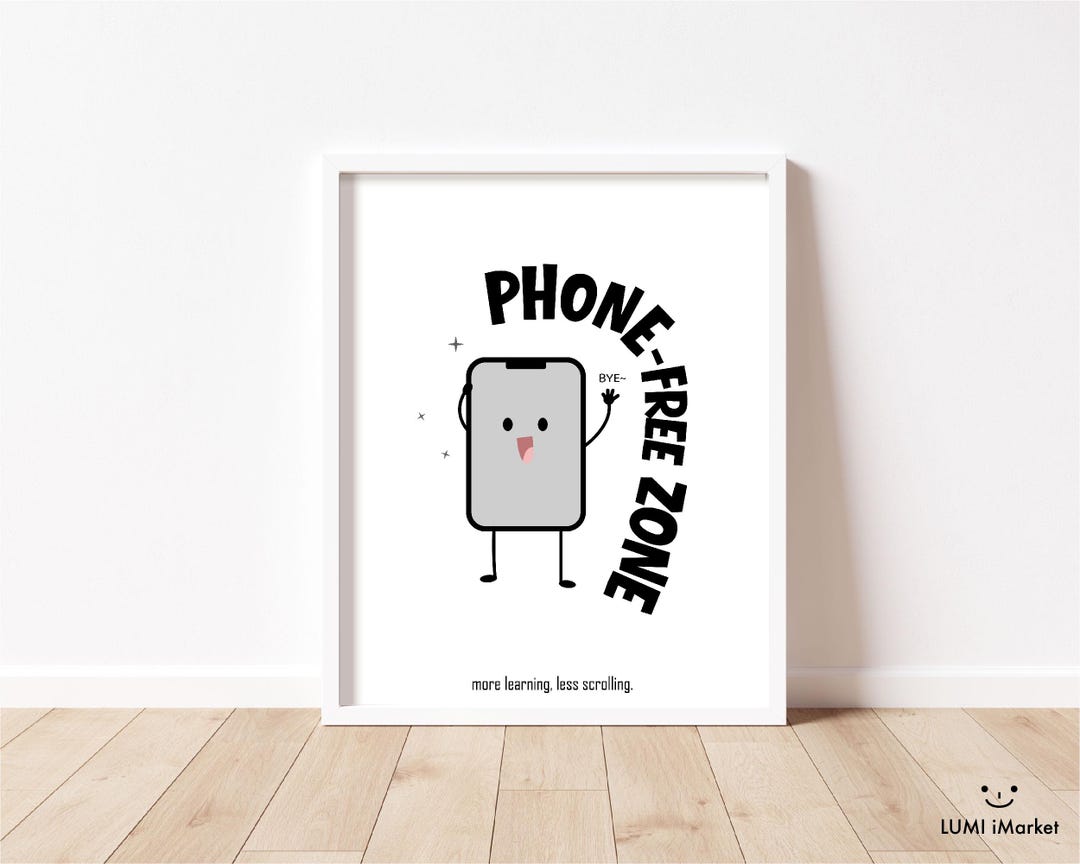 Phone Free Zone Classroom Poster | Classroom Decor | Cartoon Art Print ...