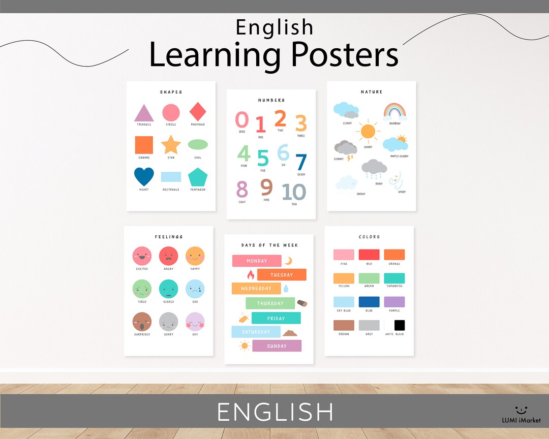 6 English Educational Posters | Learning Posters | Set of 6 Educational ...