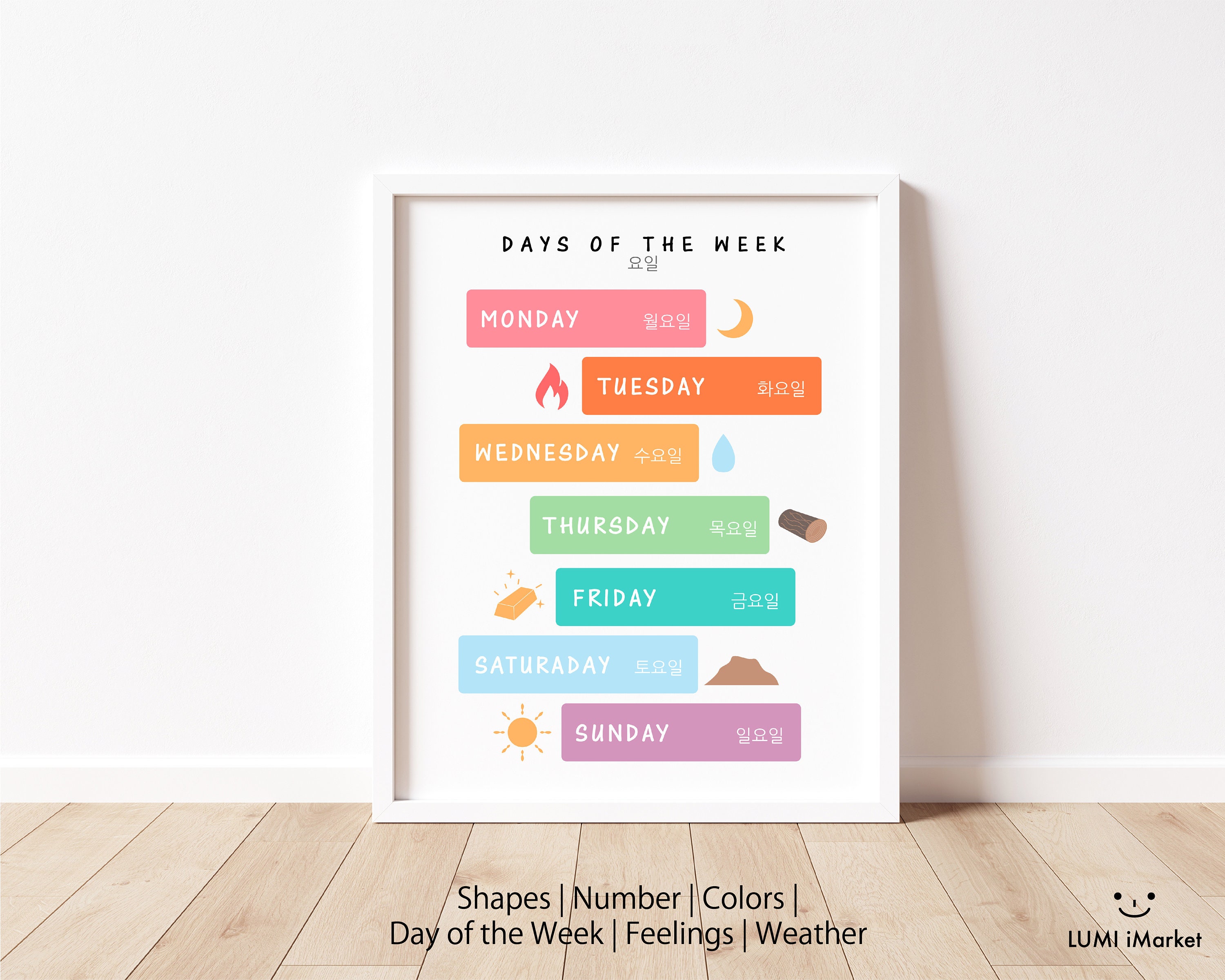 6 Bilingual Korean Educational Posters | Korean Learning Posters | Set ...