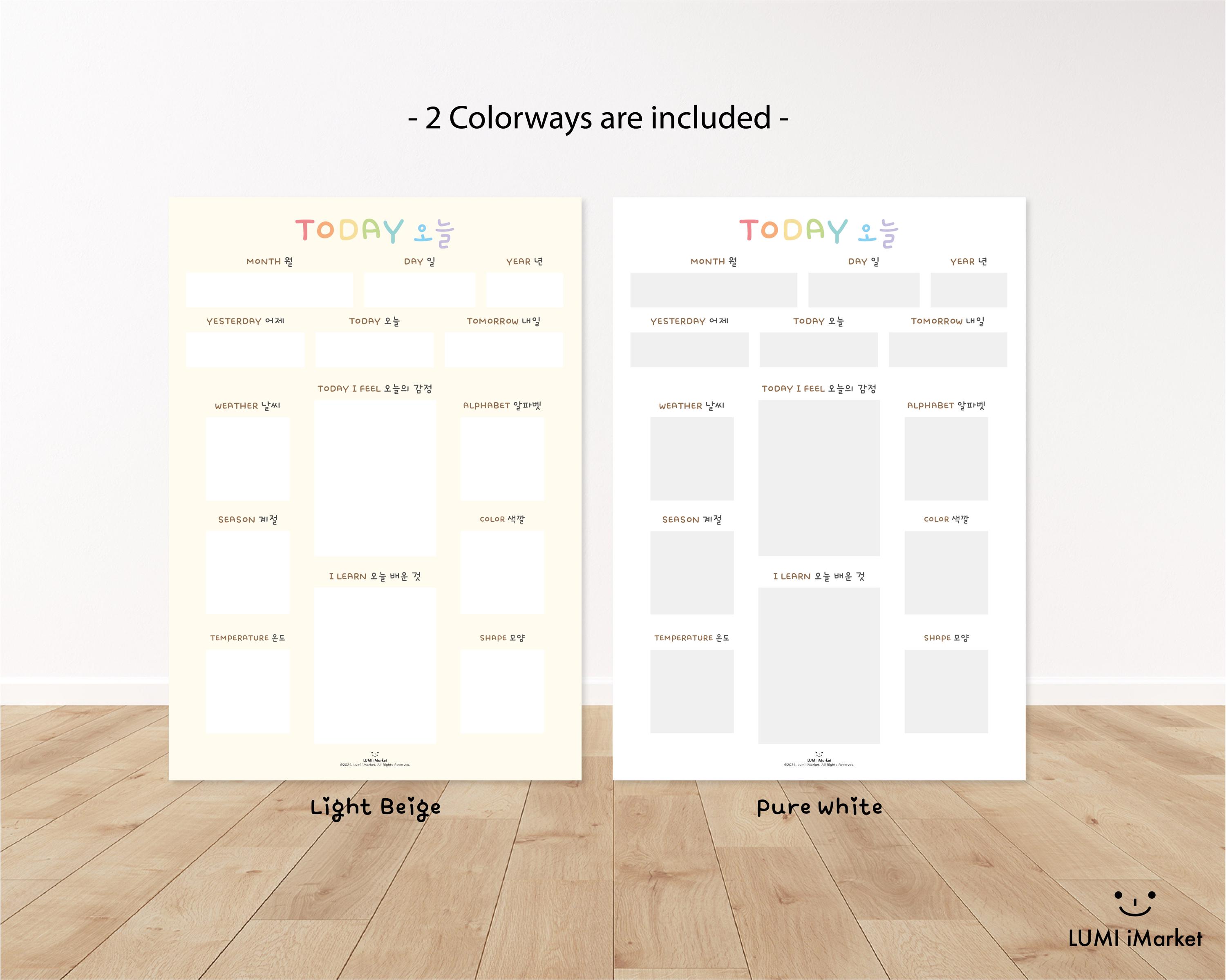 Bilingual Korean Daily Morning Board | Circle Time Board | Toddler ...
