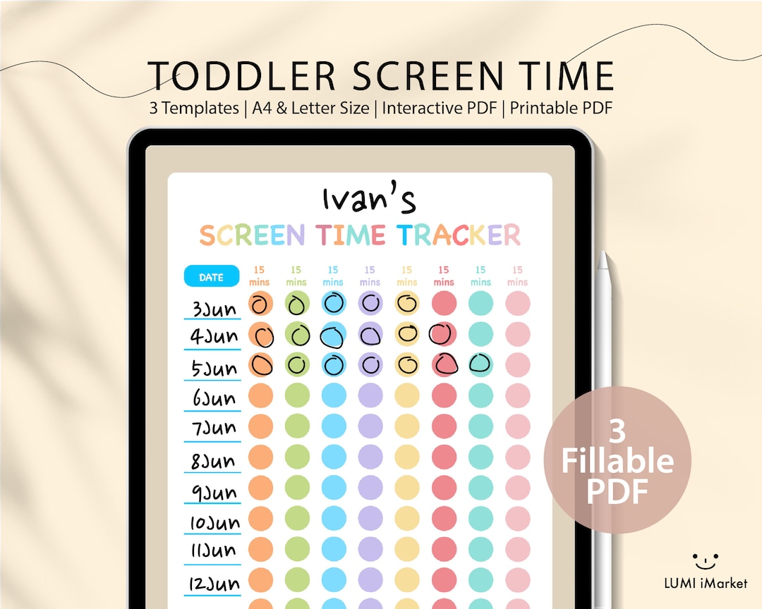 Toddler Screen Time Chart | Daily Screen Time | Screen Time Planner ...