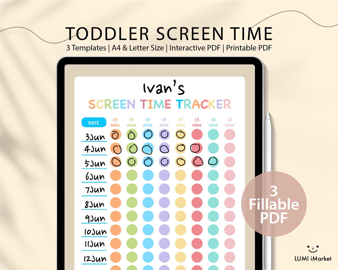 Toddler Screen Time Chart | Daily Screen Time | Screen Time Planner ...