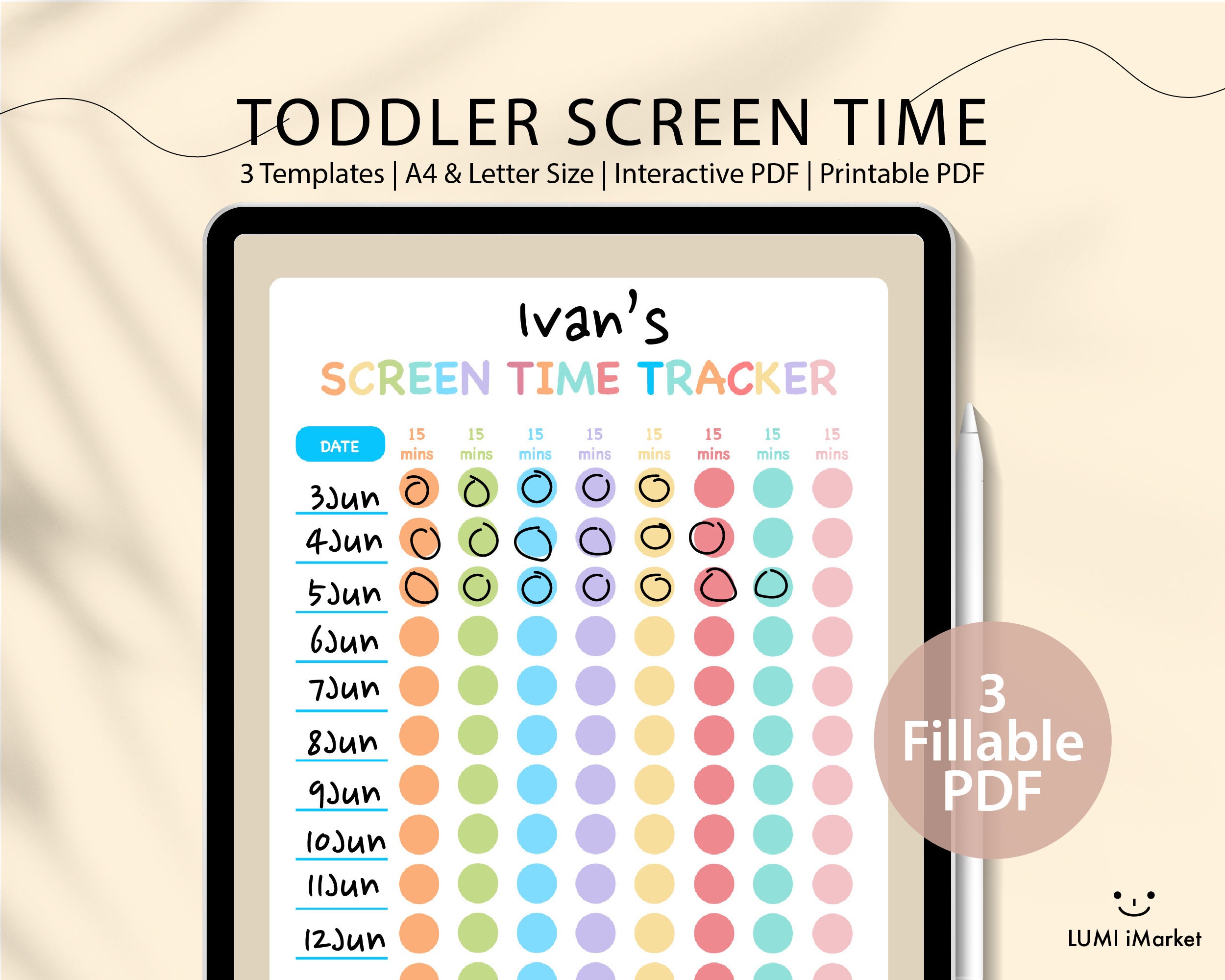 Toddler Screen Time Chart | Daily Screen Time | Screen Time Planner ...