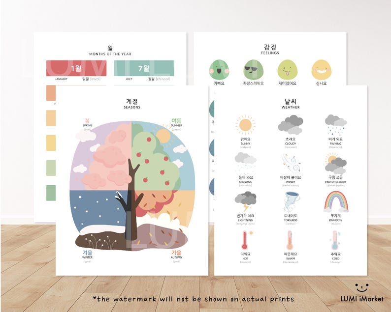 Korean English Bilingual Educational Posters | Set of 10 Learning ...