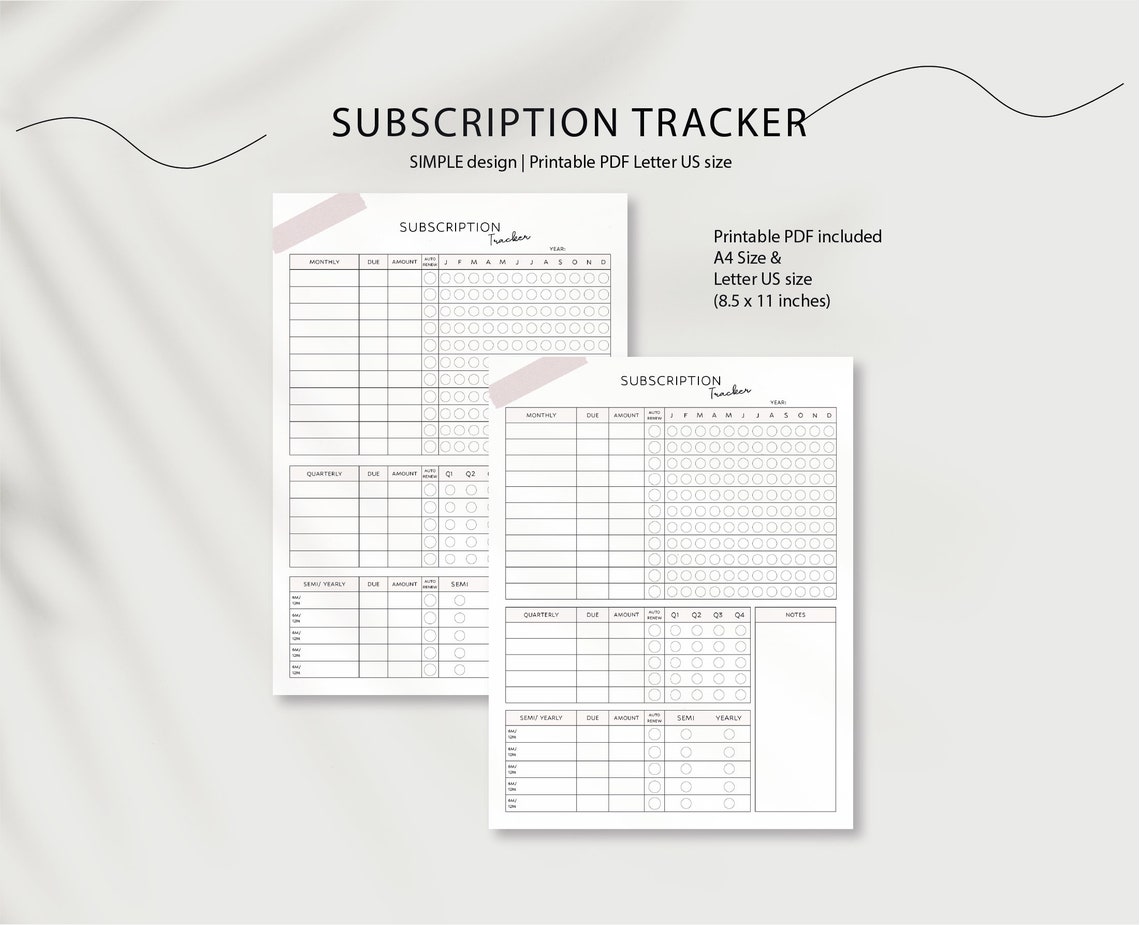Editable Subscription Tracker | Subscription Checklist | Bill Payment ...