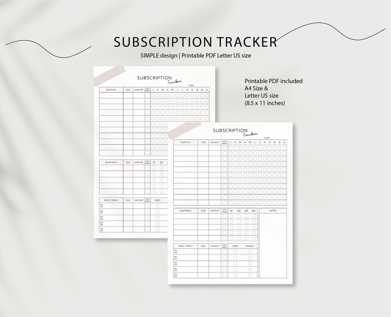 Editable Subscription Tracker | Subscription Checklist | Bill Payment ...