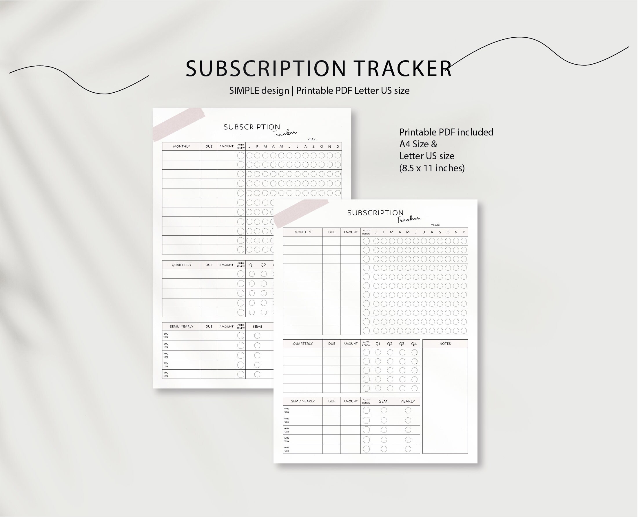 Editable Subscription Tracker | Subscription Checklist | Bill Payment ...