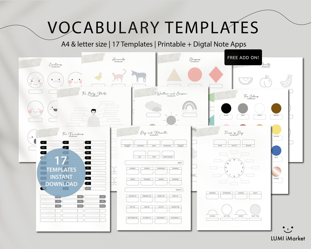 GRAPHICS Vocabulary Templates Printable Worksheet | Vocabulary Practice ...