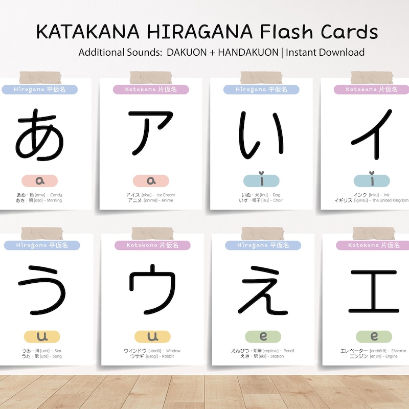 Printed Katakana Cards - Etsy