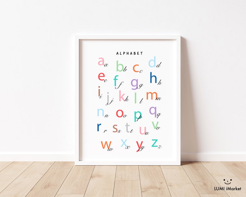 5 English Alphabet Educational Posters Upper Lower Letter Set of 5 ...