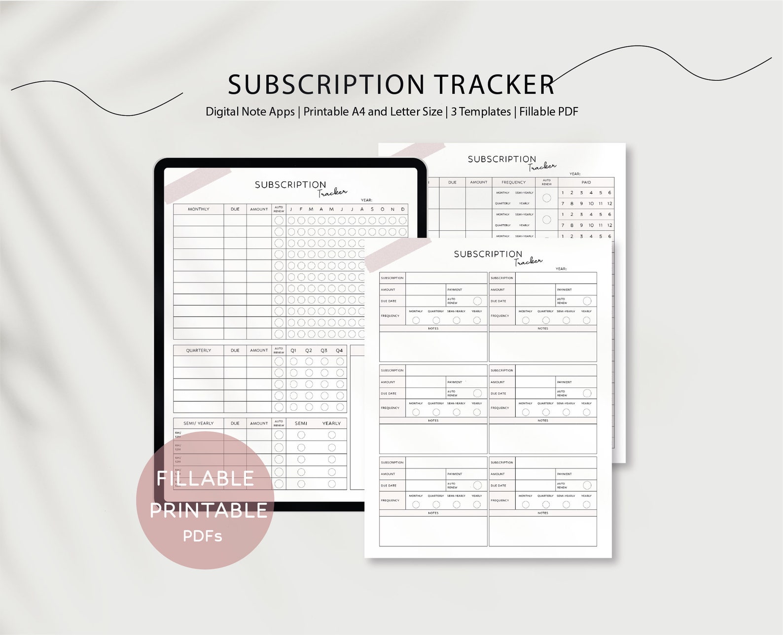 Editable Subscription Tracker | Subscription Checklist | Bill Payment ...