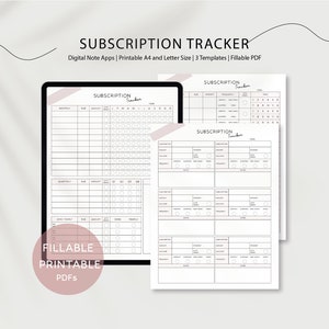 Editable Subscription Tracker | Subscription Checklist | Bill Payment ...