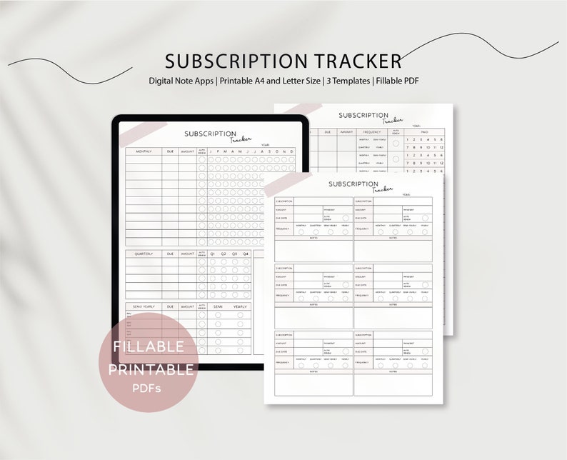 Editable Subscription Tracker | Subscription Checklist | Bill Payment ...