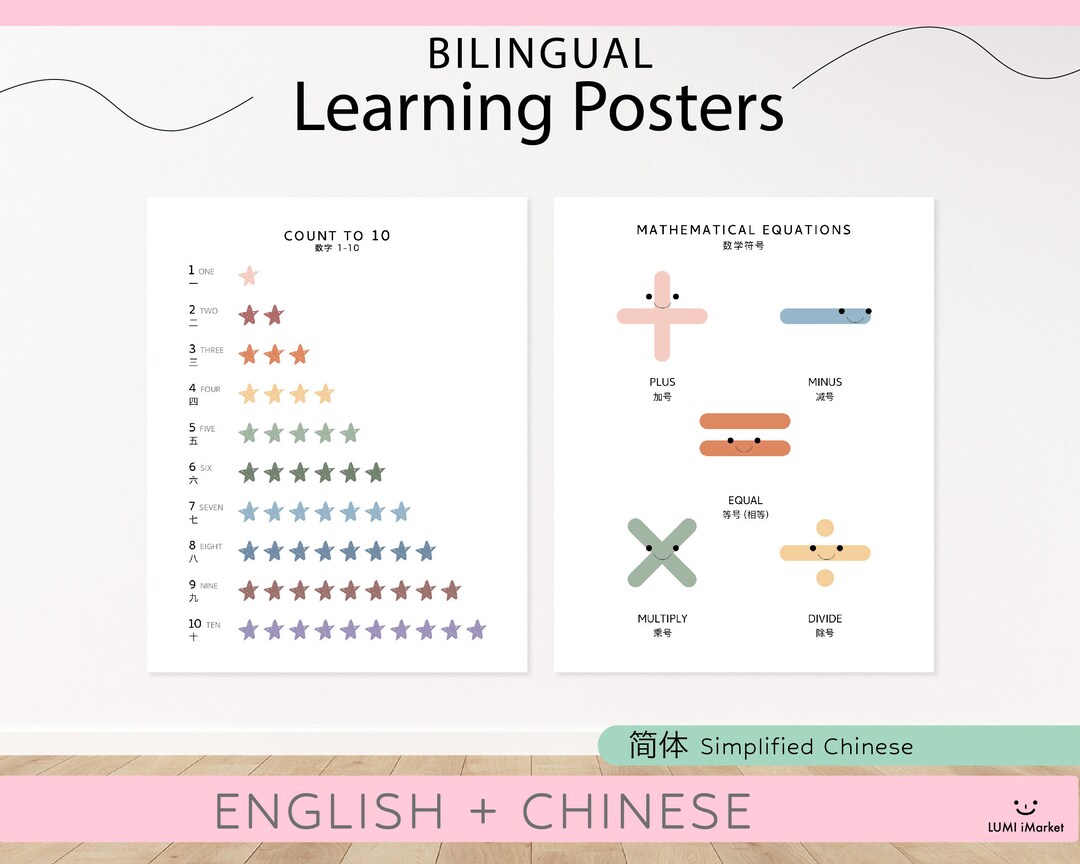 Bilingual Chinese English Maths Educational Posters | Count 1-10 ...